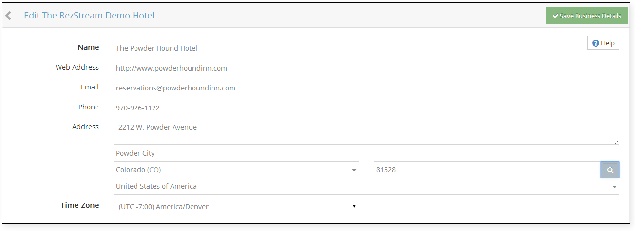 Updating Business Details